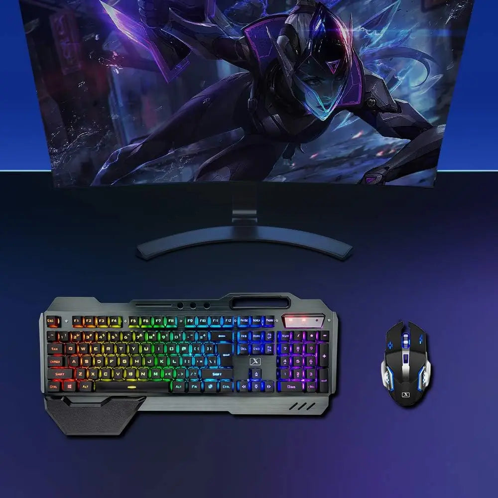 K680 Wireless Gaming Keyboard and Mouse Combo,Rainbow LED Backlit Keyb ...